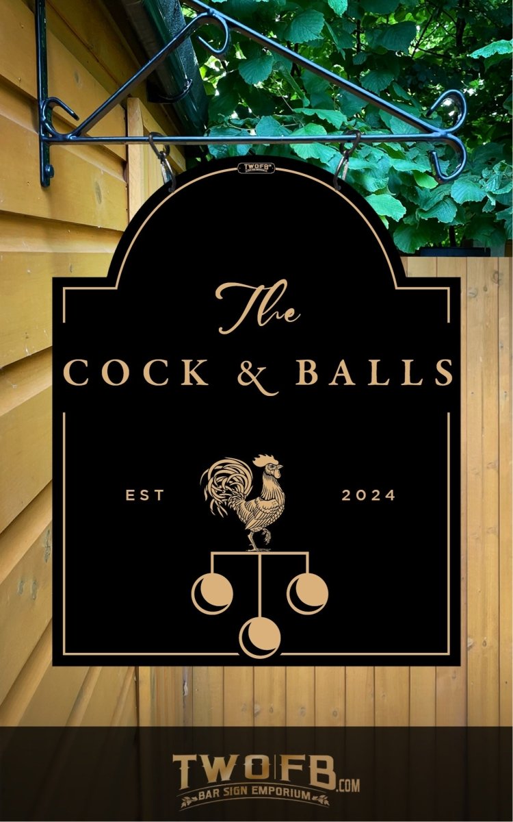 Cock & Balls Inn | Personalised Bar Sign | Bistro Style – Two Fat ...