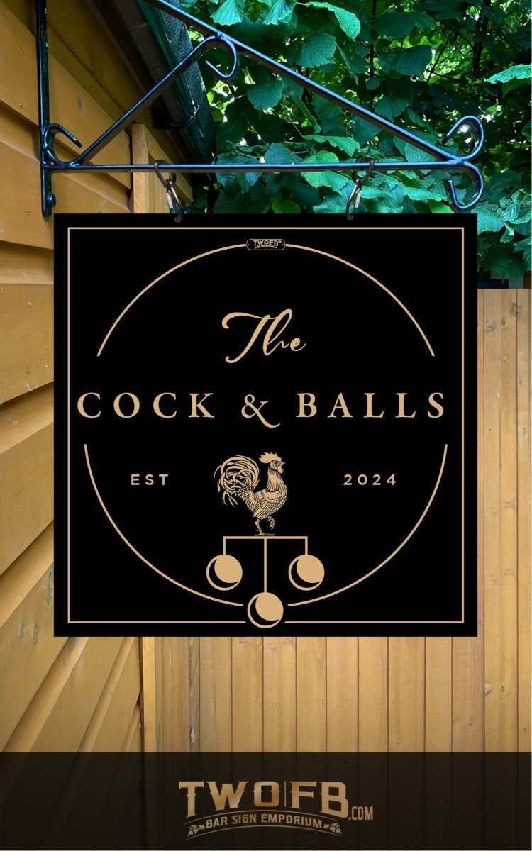 Cock & Balls Inn | Personalised Bar Sign | Bistro Style – Two Fat ...