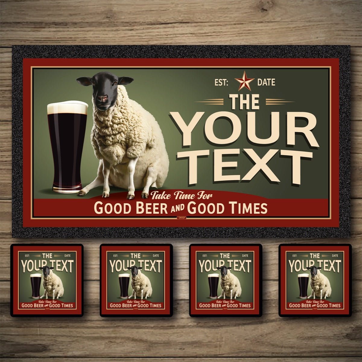 Bar Mats | Drip Mats | Custom Bar Runners | Shepherds Baaah – Two Fat ...