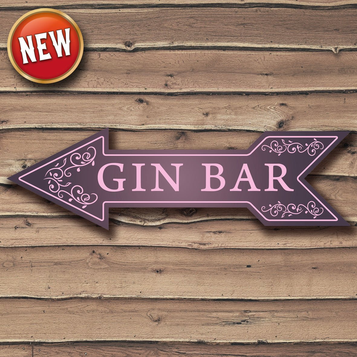 Arrow Bar Sign Pink Gin - Bar Signs – Two Fat Blokes Ltd