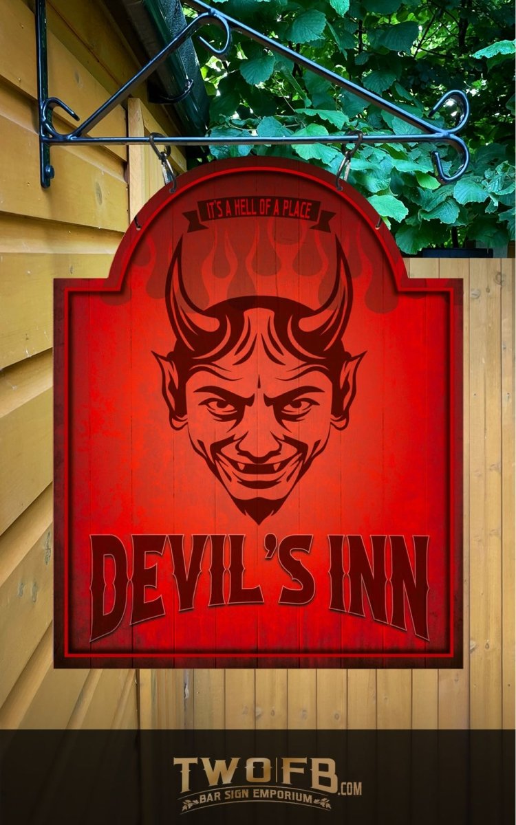 Devil's Inn | Personalised Bar Sign | Hell Pub sign – Two Fat Blokes Ltd