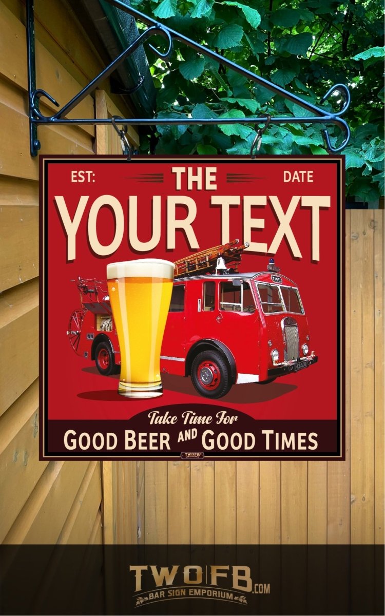 Fire Engine| Personalised Bar Sign | Bar Signs – Two Fat Blokes Ltd