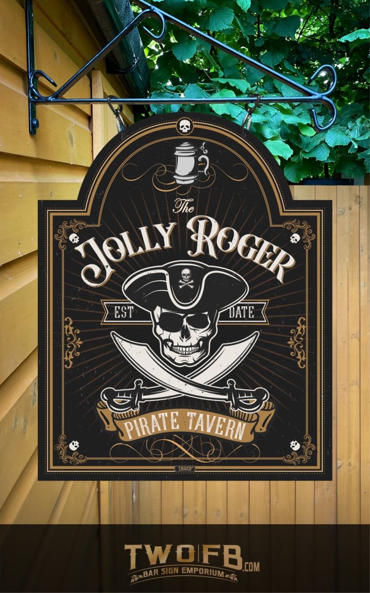 Jolly Roger Pirate | Personalised Pub Sign | Hanging Sign – Two Fat ...