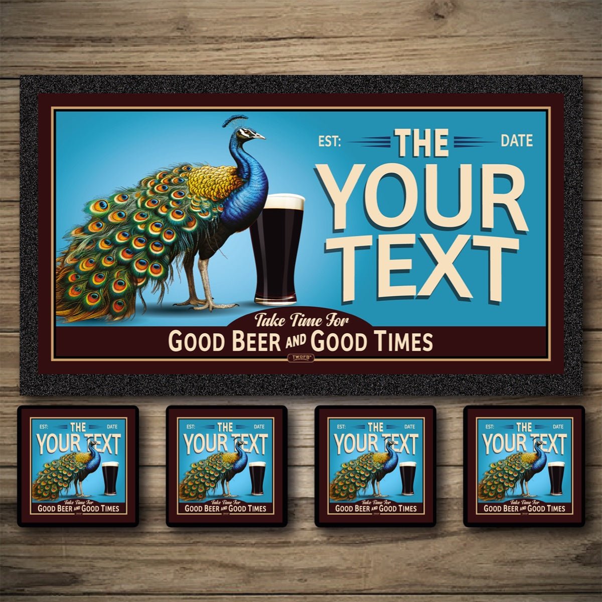 Personalised Bar Mats | Custom Bar Runners | Peacock Inn – Two Fat ...