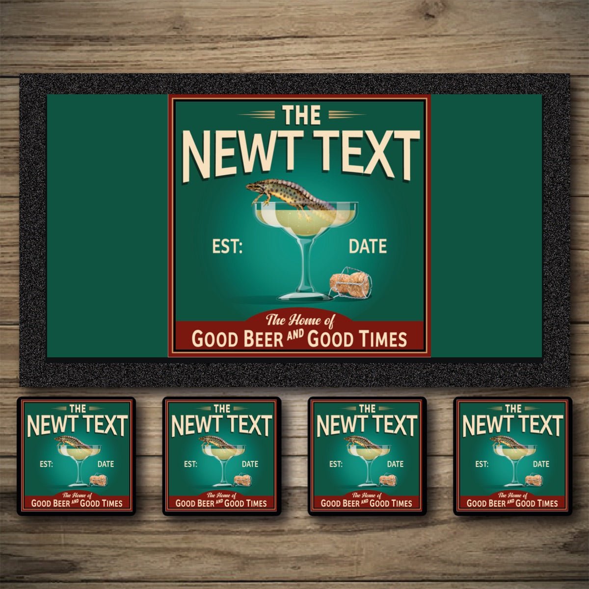 Personalised Bar Mats | Custom Bar Runner | The Pickled Newt – Two Fat ...