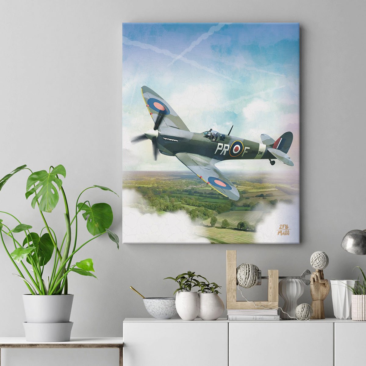 Spitfire artwork on Canvas - Canvas Prints – Two Fat Blokes Ltd