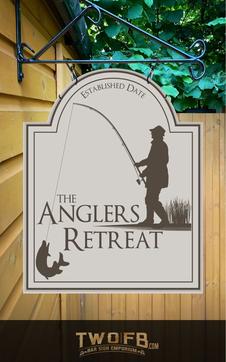 Anglers Retreat | Personalised Pub Sign | Fishing Bar Sign – Two Fat ...