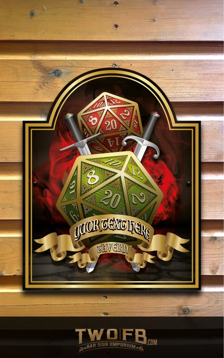 D20 Dungeons & Dragoon | Games room sign| Personalised Bar Sign – Two ...