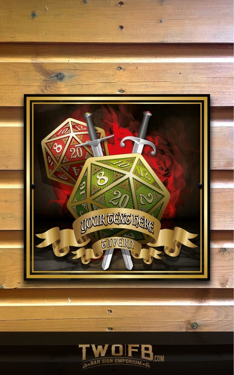 D20 Dungeons & Dragoon | Games room sign| Personalised Bar Sign – Two ...