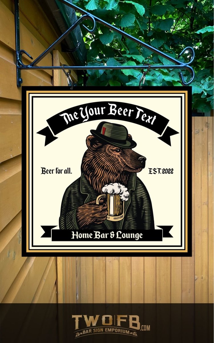 Grizzly Beer | Personalised Bar Sign | Traditional Pub Sign – Two Fat ...