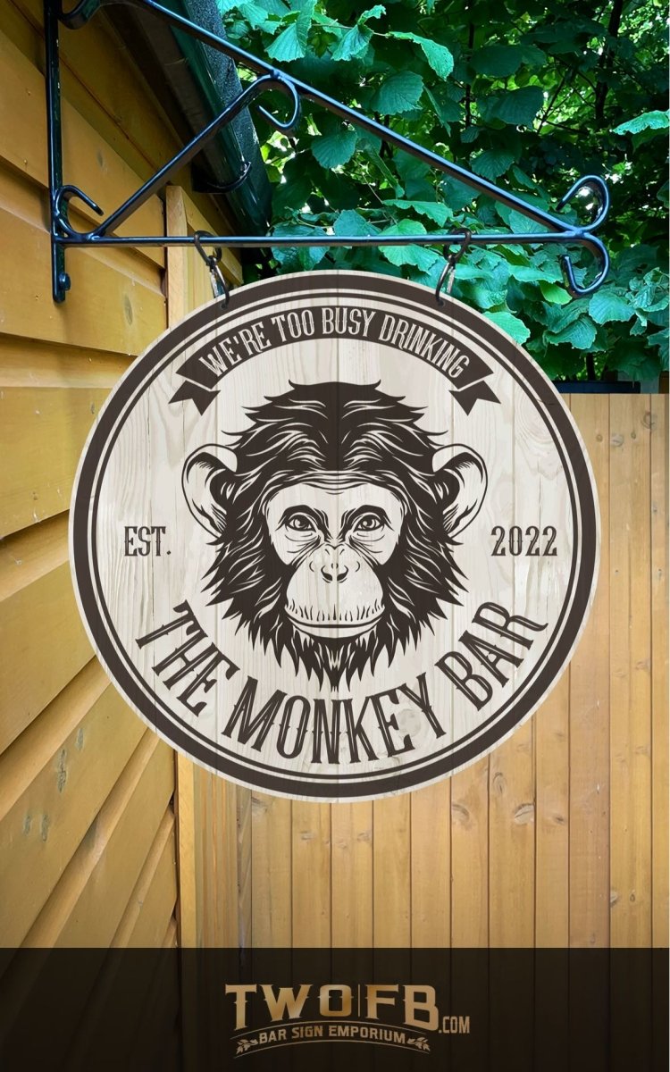 Monkey Bar Sign | Signs for Bars at Home | Custom Pub Signs – Two Fat ...