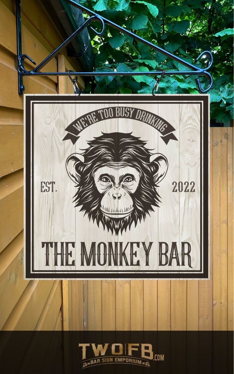 Monkey Bar Sign | Signs for Bars at Home | Custom Pub Signs – Two Fat ...