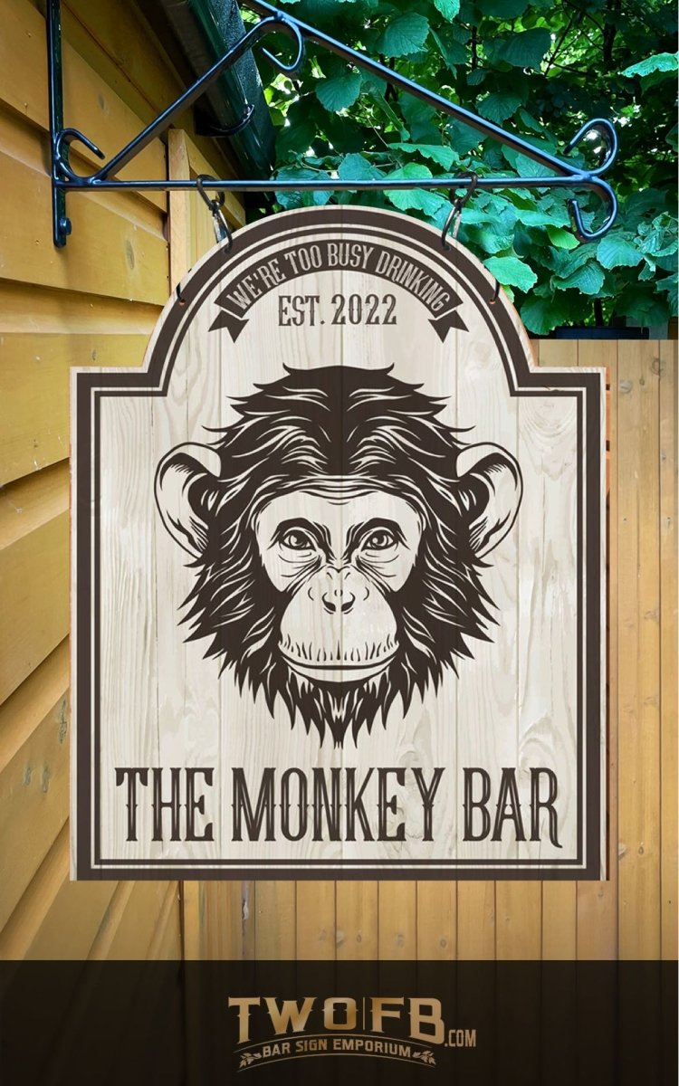 Monkey Bar Sign | Signs for Bars at Home | Custom Pub Signs – Two Fat ...