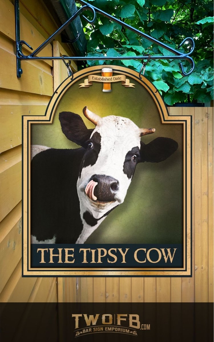 The Tipsy Cow Personalised Bar Sign | Bar Signs |Pub Sign – Two Fat ...