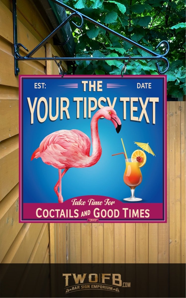 Tipsy Flamingo | Personalised Bar Sign | Bar Signs – Two Fat Blokes Ltd